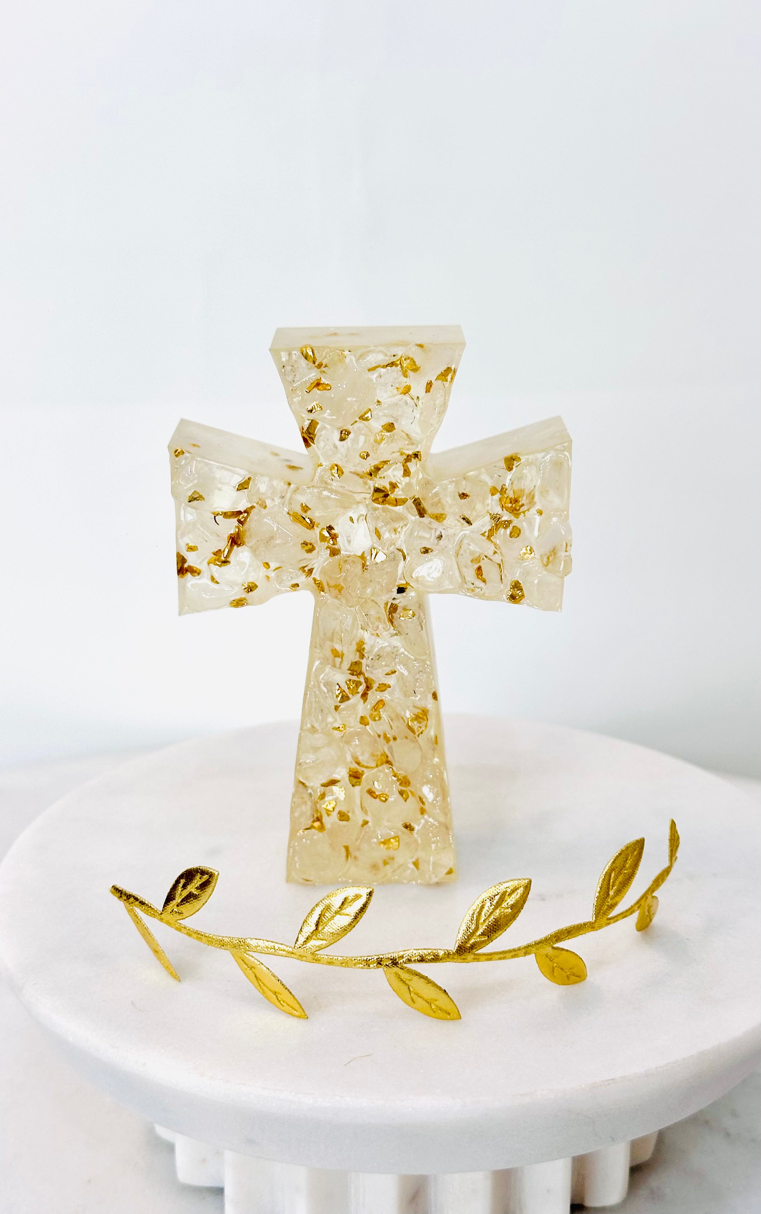 Clear Crystal Cross with Gold – Matakii Shop