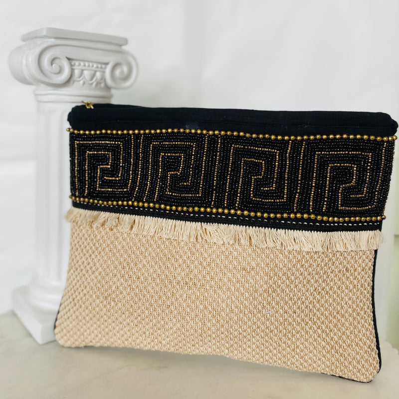 Beaded Greek Key Fringe Clutch Bag – Matakii Shop