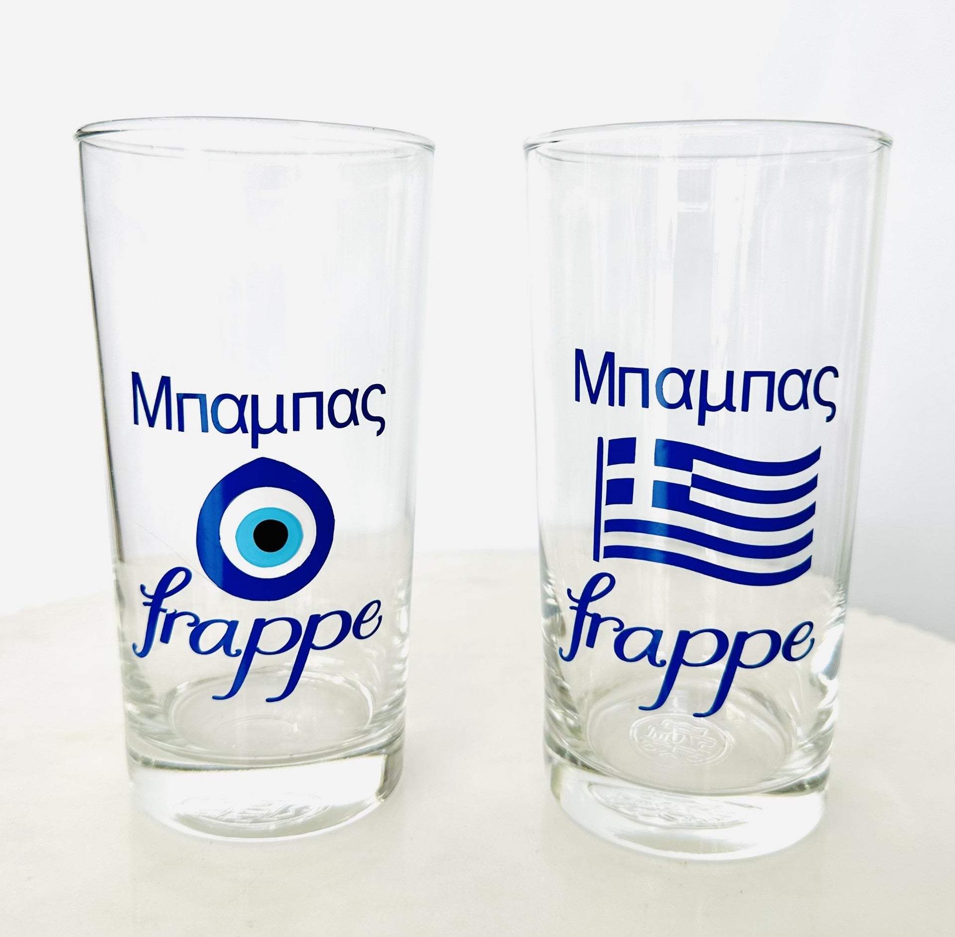 Greek Dad Frappe Glass - Mati or Flag Design – Matakii Shop