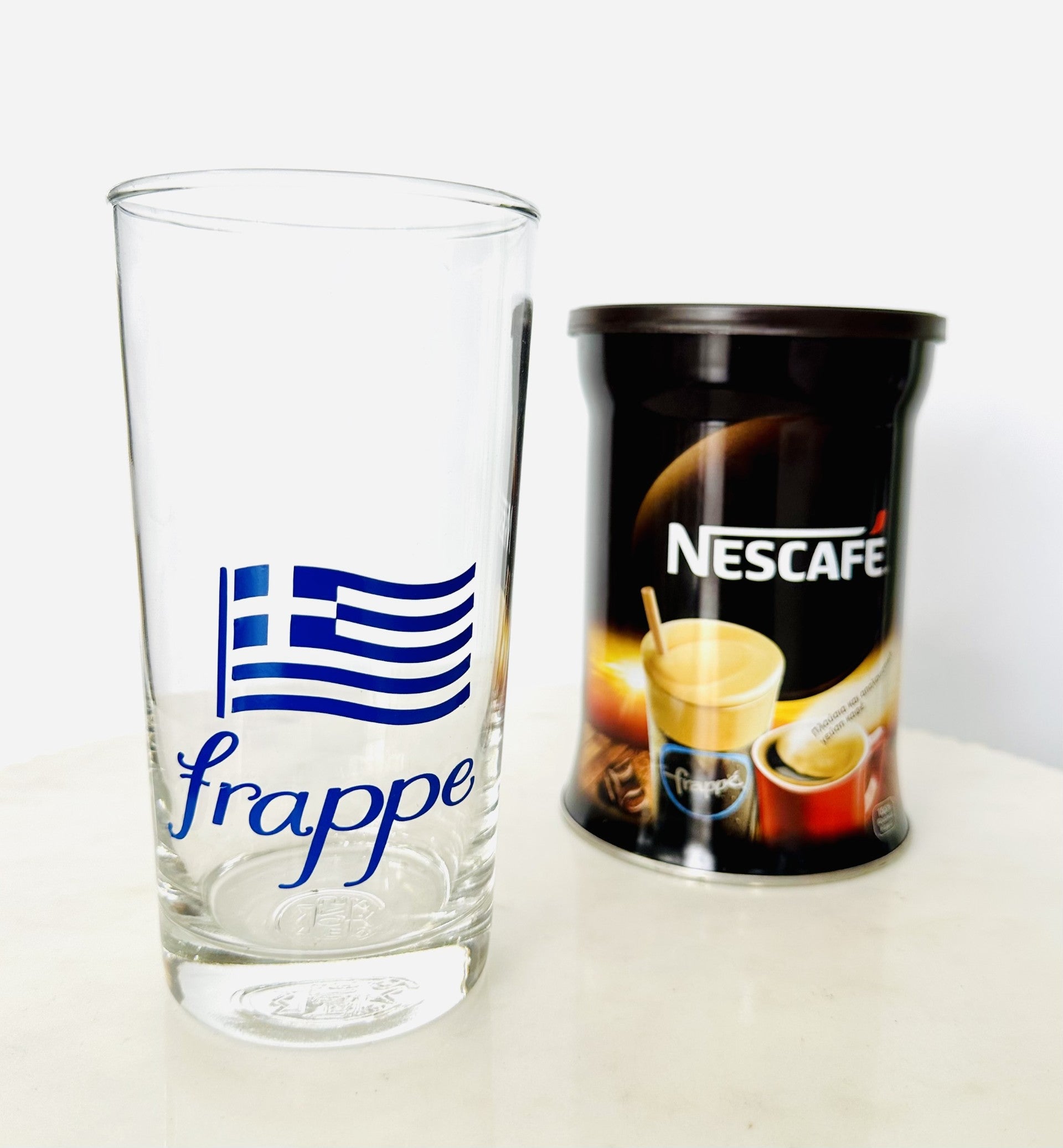 Frappe Glass - Greek Flag Design – Matakii Shop