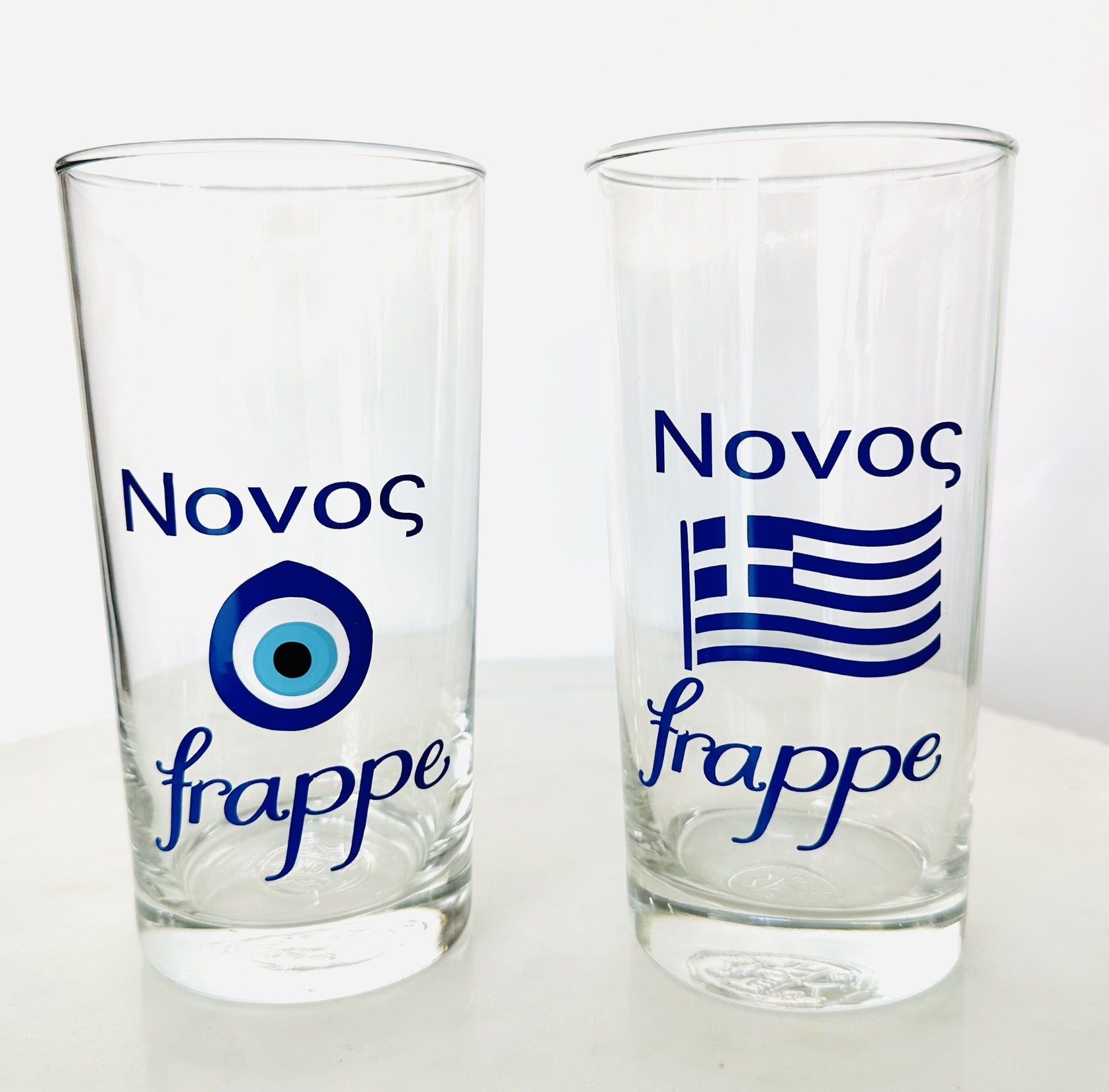 Nonos Frappe Glass - Mati or Flag Design – Matakii Shop