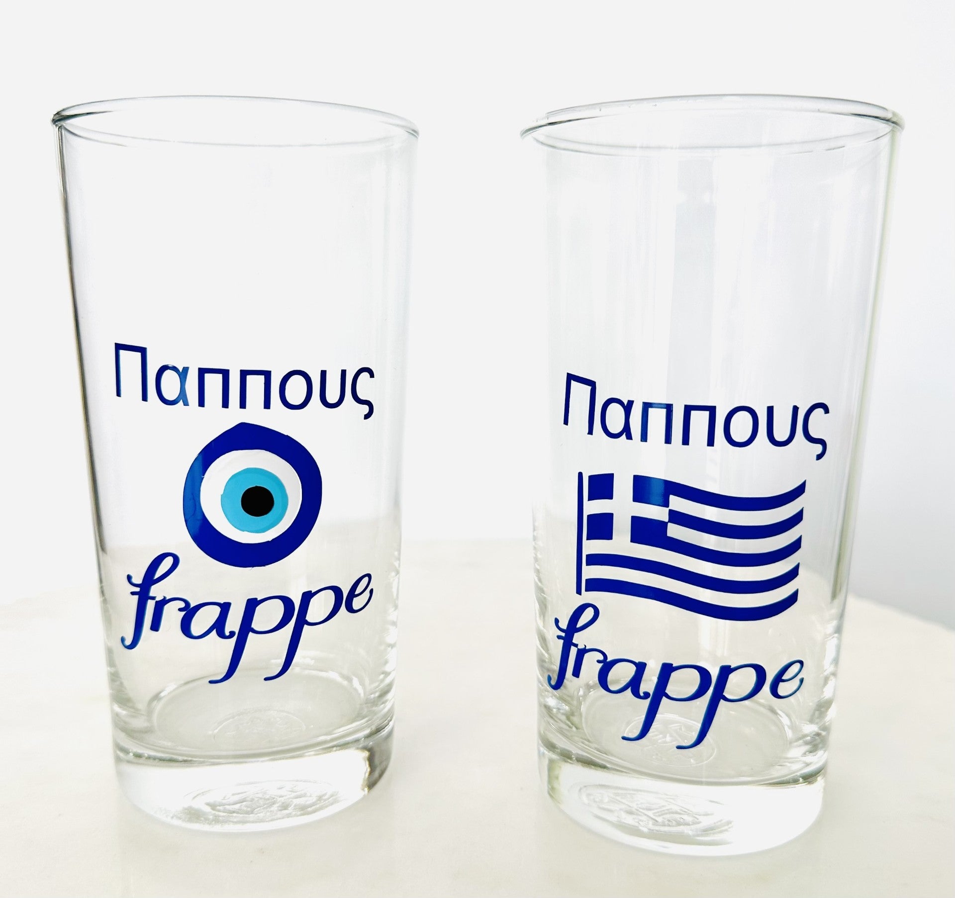 Pappous Frappe Glass - Mati or Flag Design – Matakii Shop