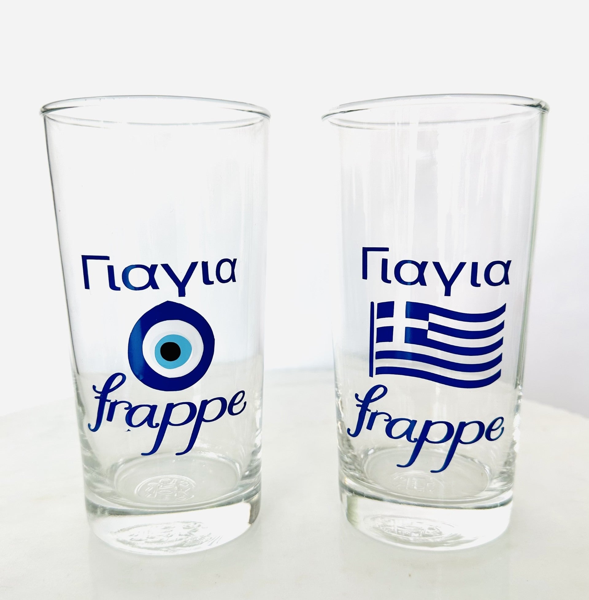 Yiayia Frappe Glass - Mati or Flag Design – Matakii Shop